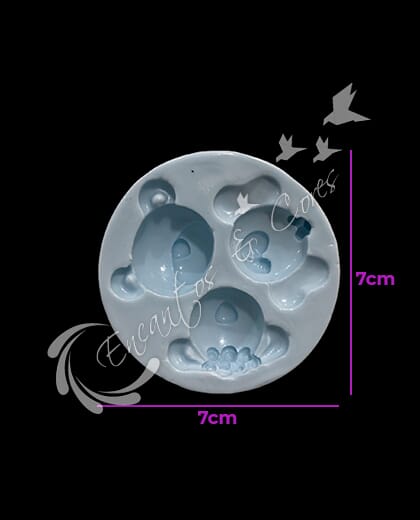 MOLDE DE SILICONE MOLDE TRIO BICHINHOS CUTE - Encantos e Cores